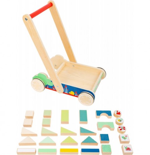 Pouss pouss bebe : Trotteur bois & Jouet de construction