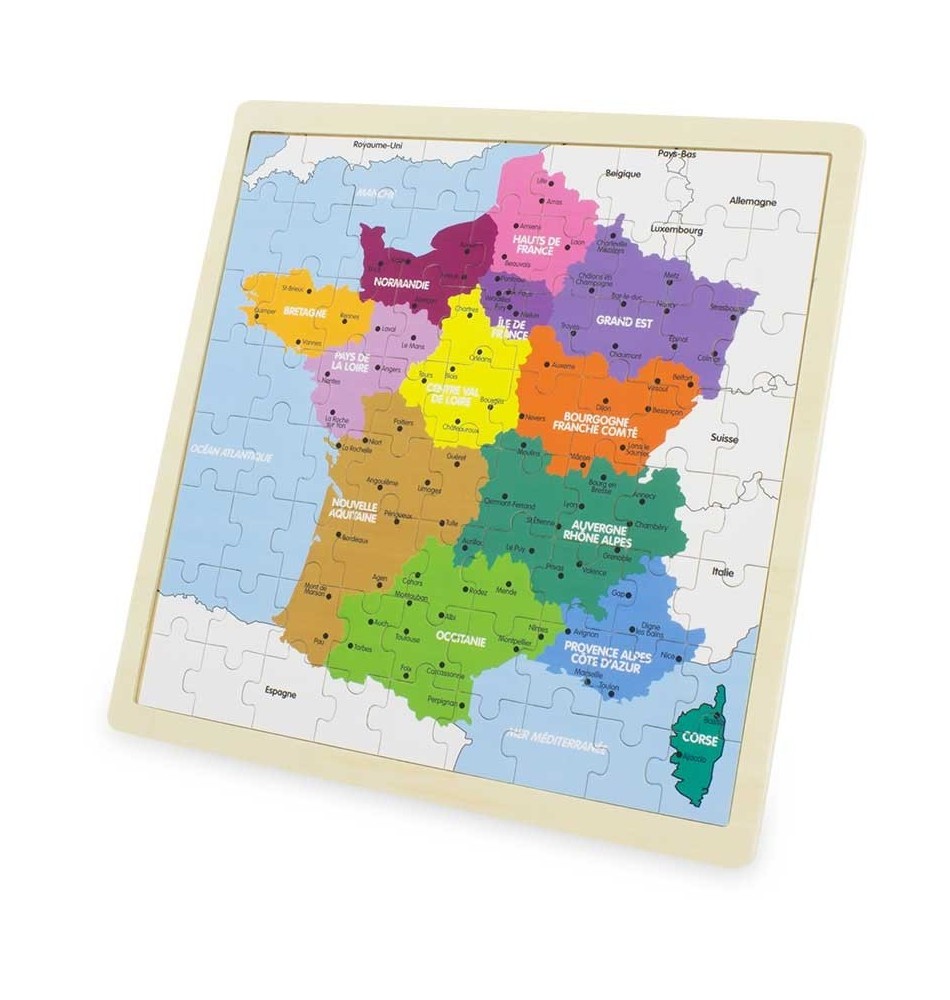 Puzzle carte de France - Puzzle en bois - Matériel Montessori