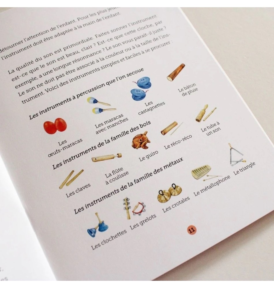 Mon coffret d’éveil musical Montessori + 12 instruments percussion